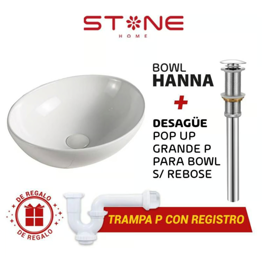 COMBO BOWL HANNA + DESAGUE POP UP GRANDE S/REBOSE Y TRAMPA P – STONE ...
