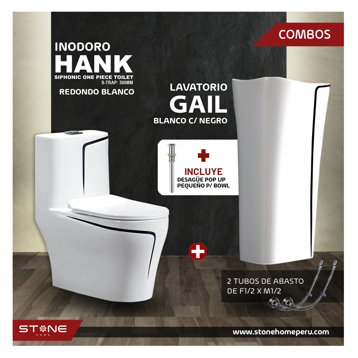 COMBO HANK REDONDO BLANCO CON NEGRO + GAIL BLANCO C/NEGRO + 2TUBOS DE ...